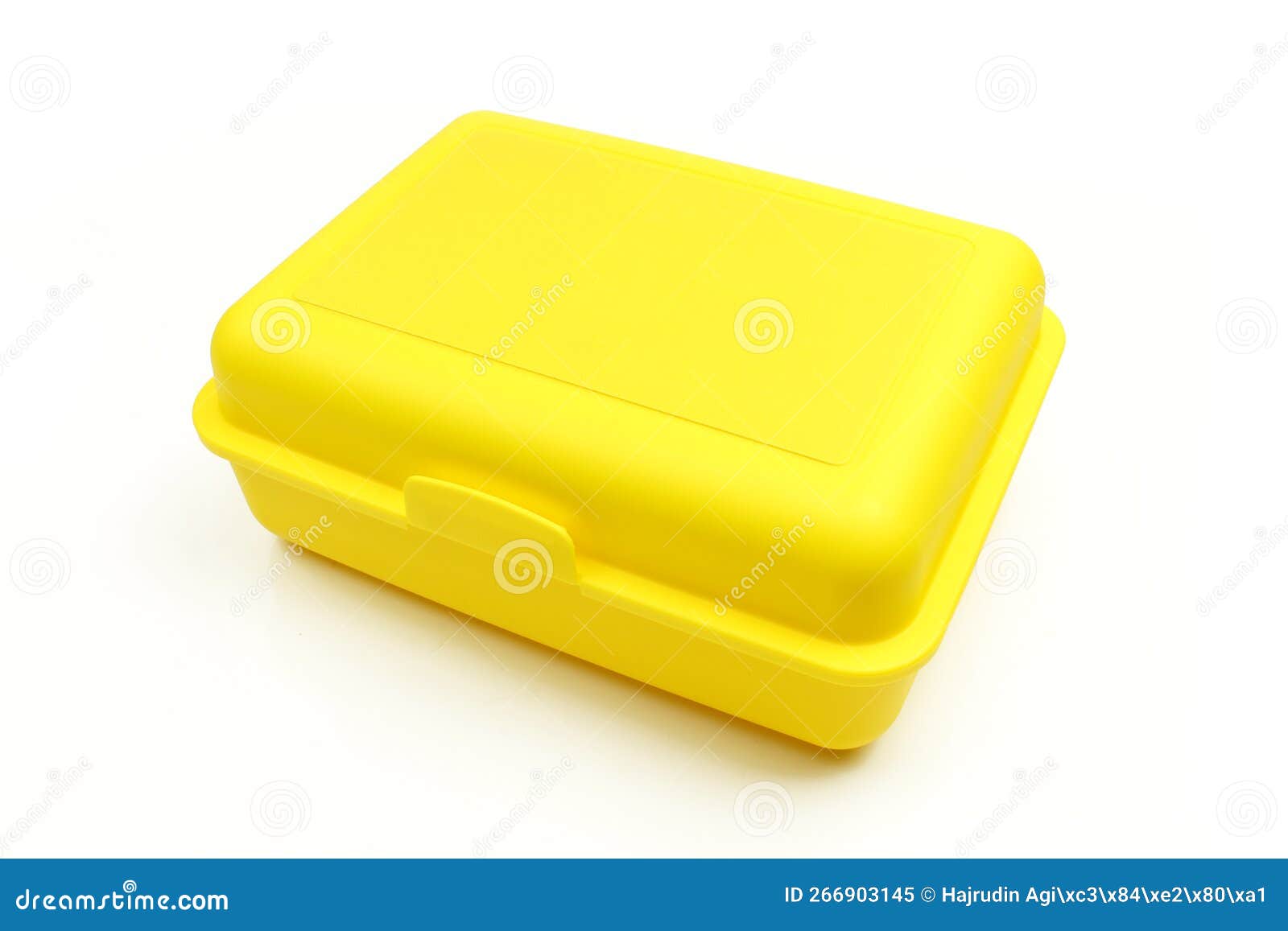 Yellow Closed Plastic Lunch Box Case Isolated on White Background Stock ...