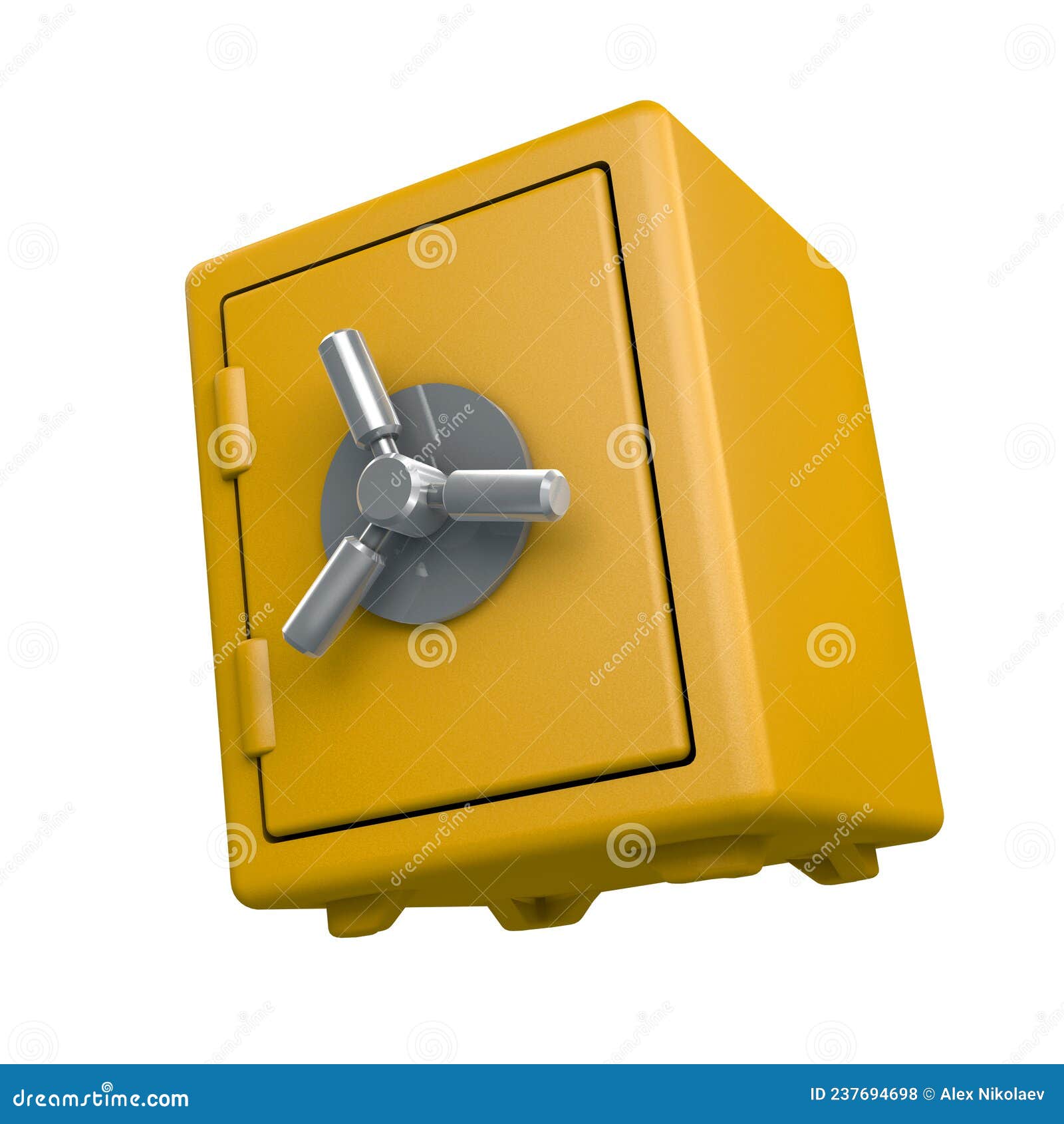 Yellow Closed Safe Box 3D Render. Isolated Stock Photo - Illustration ...