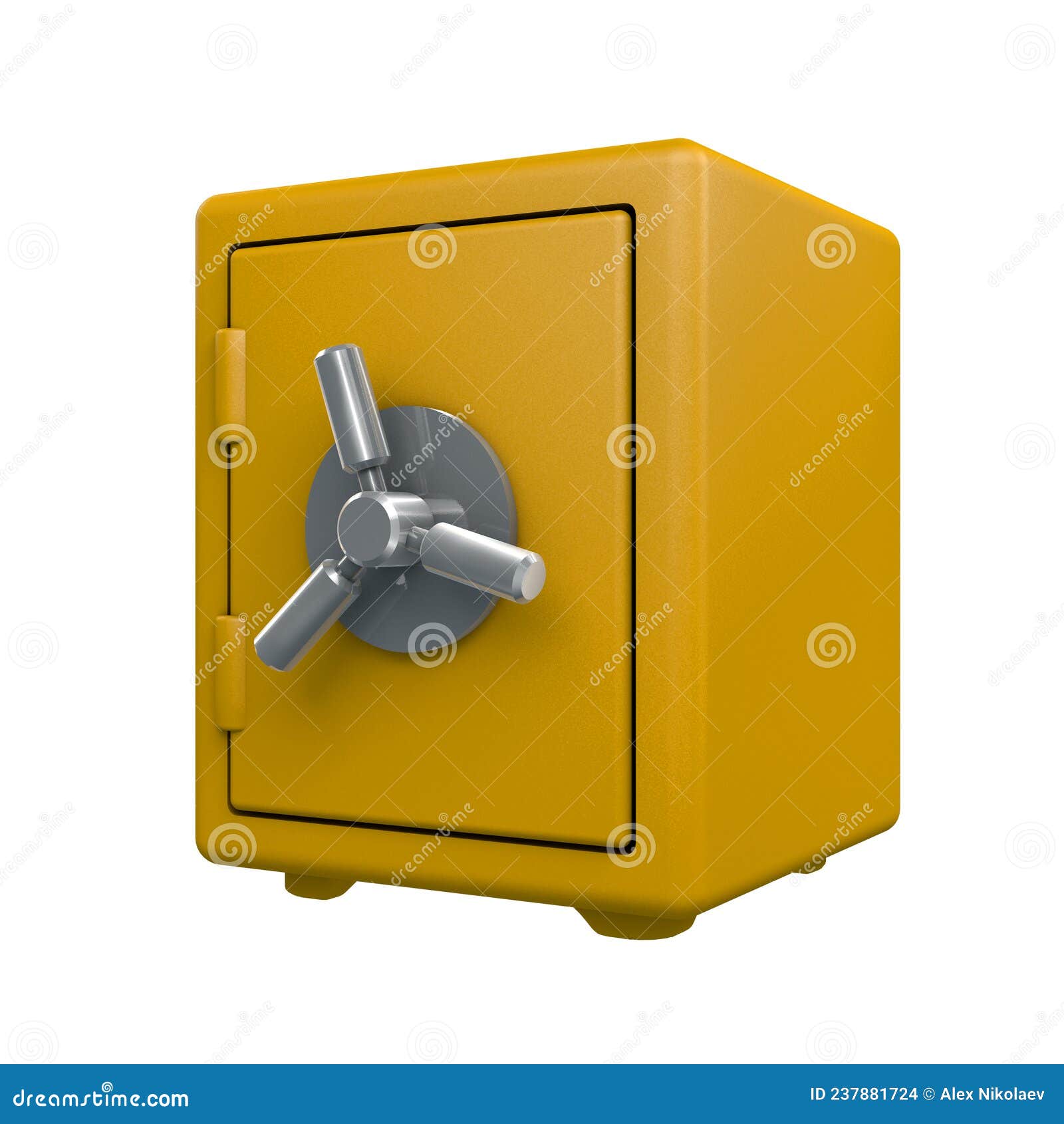 Yellow Closed Safe Box 3D Render. Isolated. Perspective View Stock ...