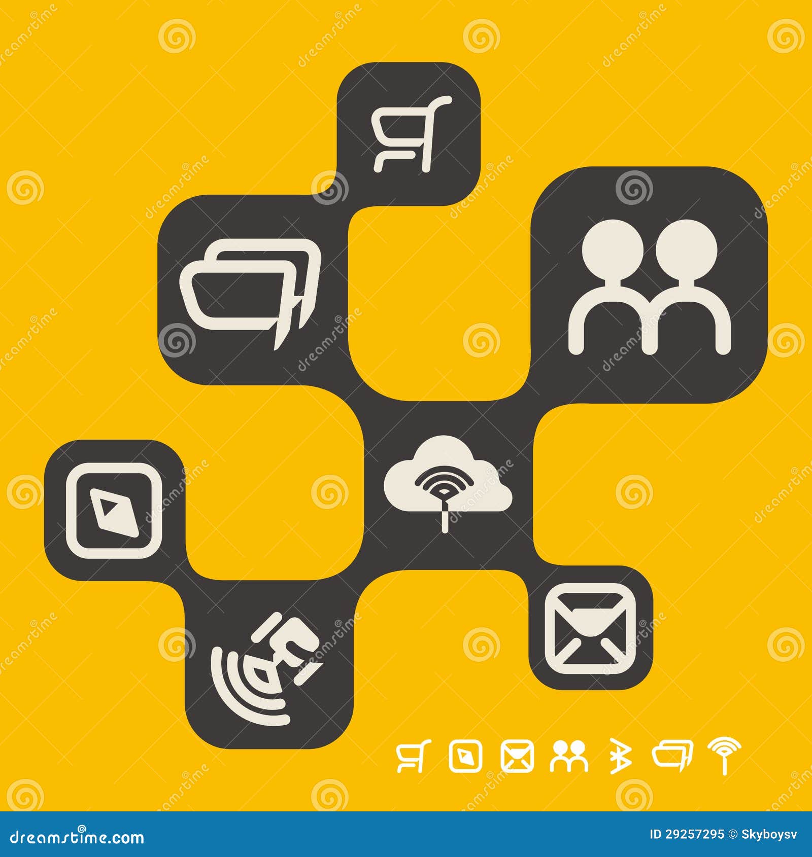 Yellow Cloud Applications Web Design Template Stock Vector ...
