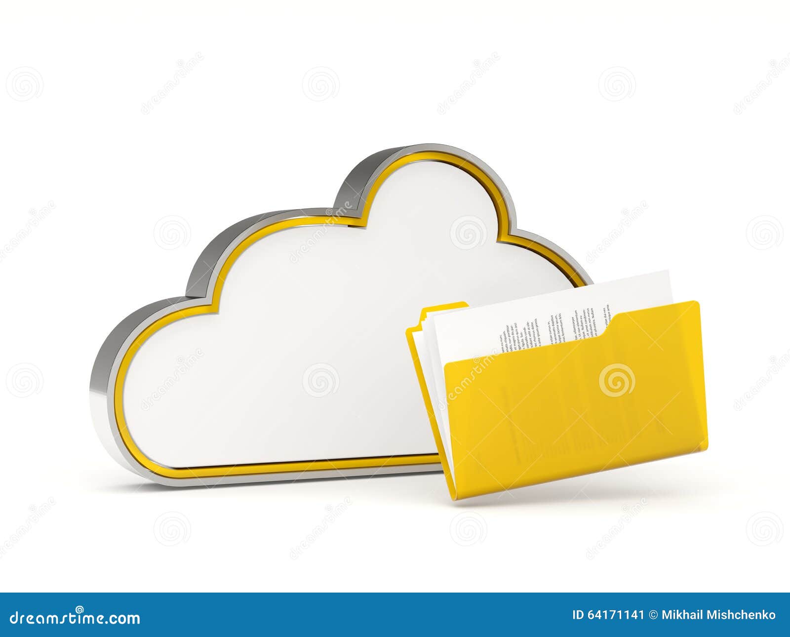 Yellow Cloud Drive Icon with Folders Stock Illustration - Illustration ...