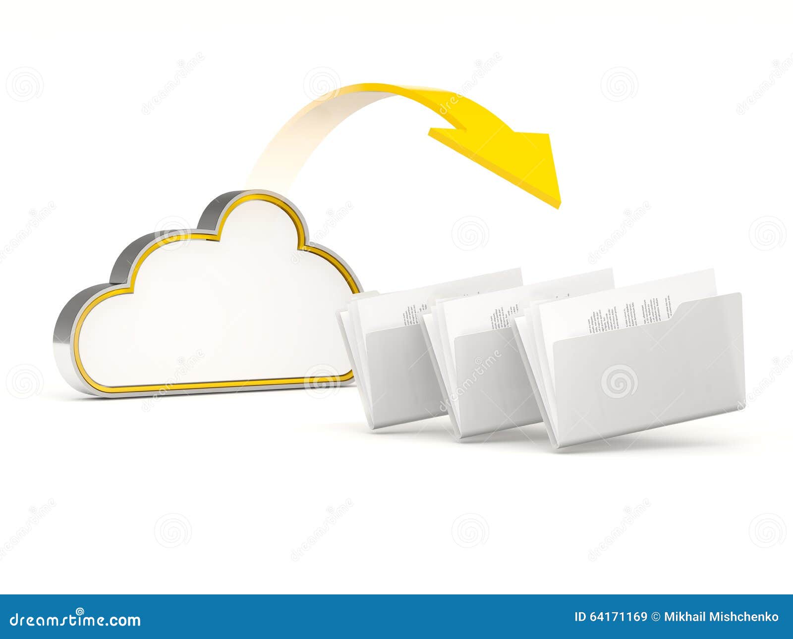 Yellow Cloud Drive Icon with Folders Stock Illustration - Illustration ...