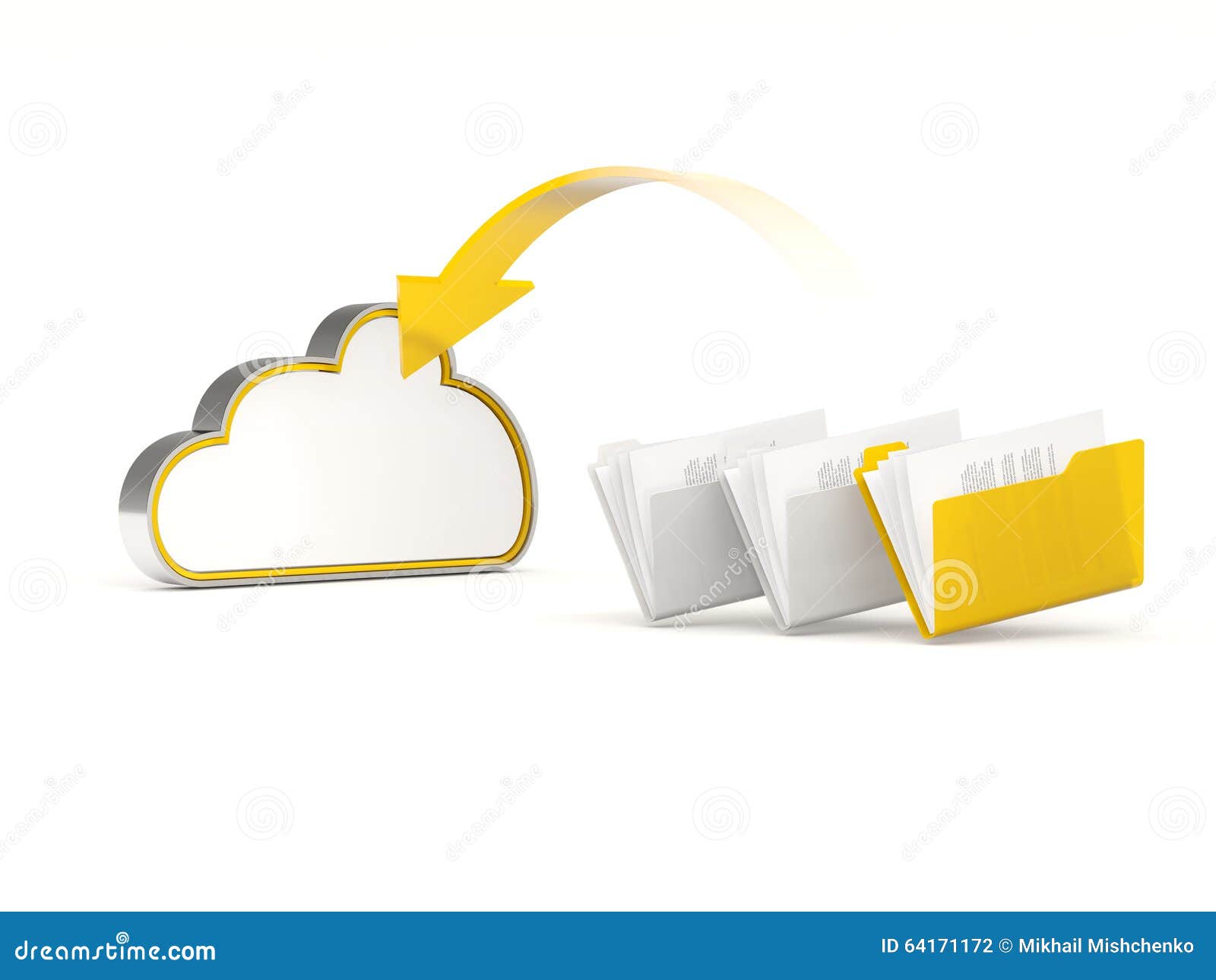 Yellow Cloud Drive Icon with Folders Stock Illustration - Illustration ...