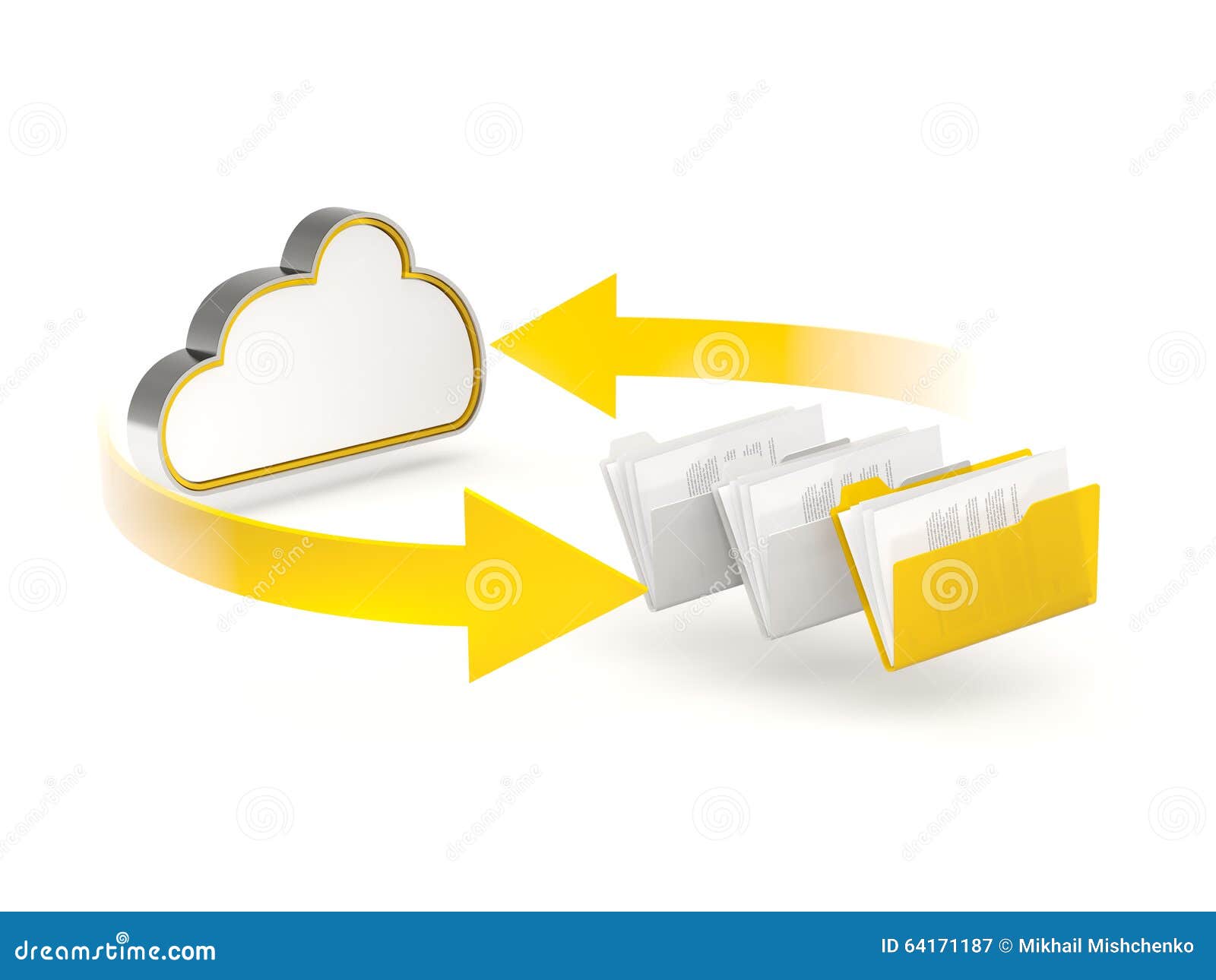 Yellow Cloud Drive Icon with Folders Stock Illustration - Illustration ...