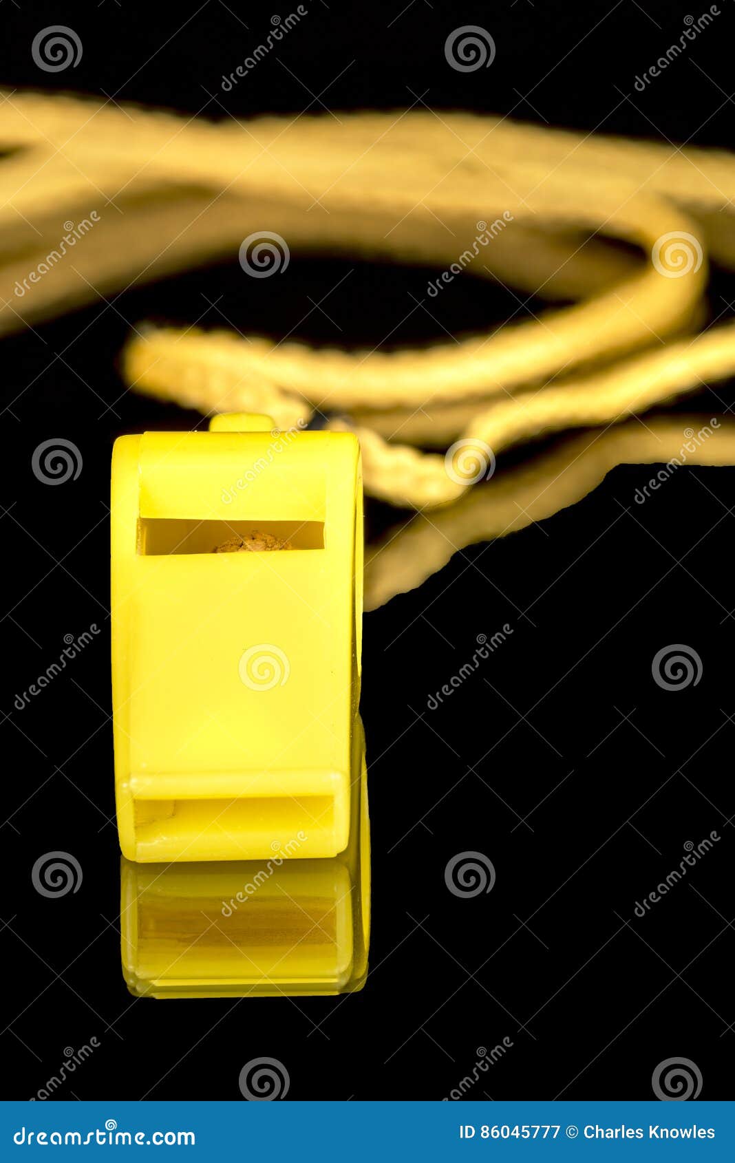 Yellow Coaches Whistle on a String Stock Image - Image of plastic ...