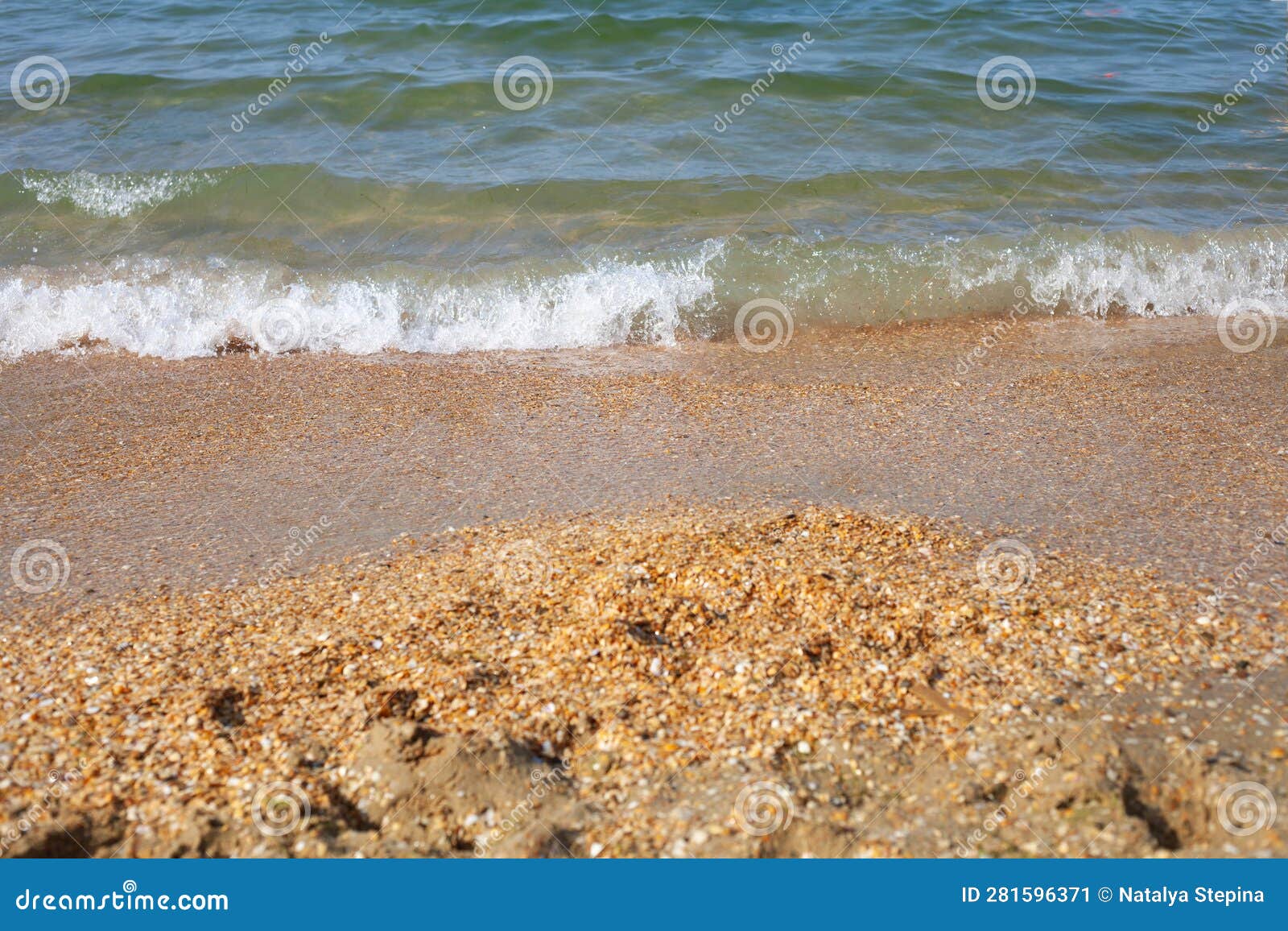 Yellow Coarse Sand and Small Incoming Waves.. Focus on the Waves Stock Image - Image of beach ...