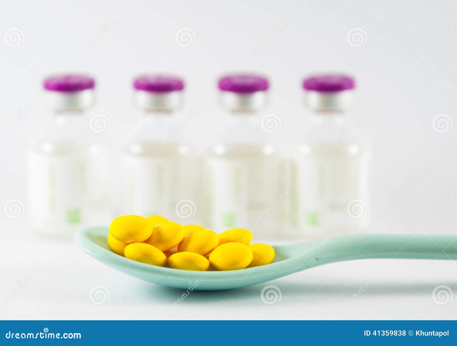 Yellow Coating Tablet in Spoon Stock Photo - Image of prescription ...