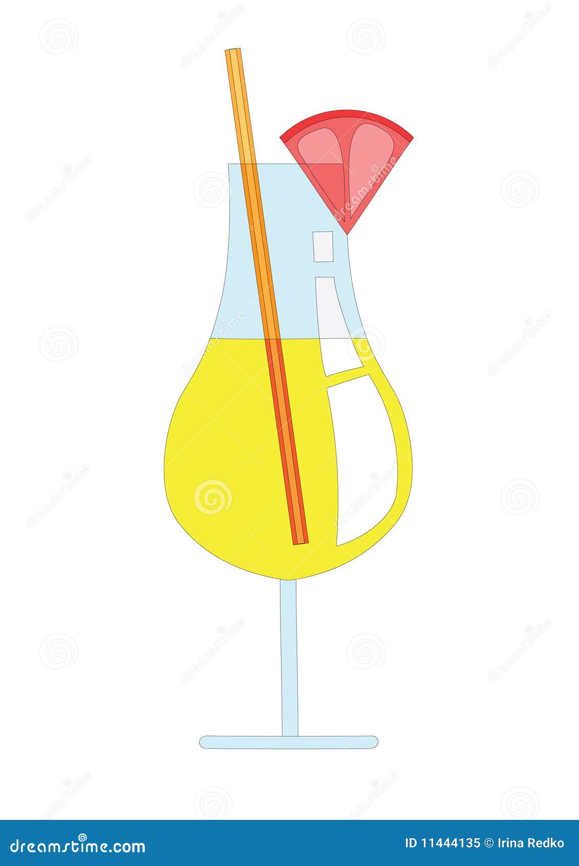 Yellow Cocktail In A Glass Goblet On A High Leg. Vector Illustration On ...