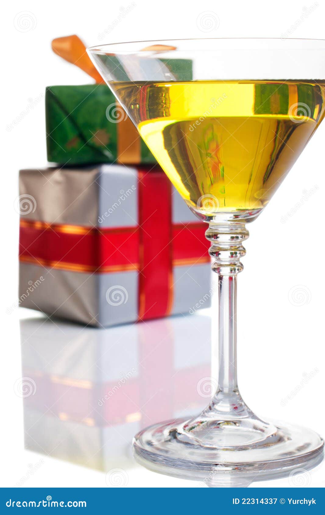 Yellow Cocktail with Gift Boxes Stock Image - Image of beverage, food ...