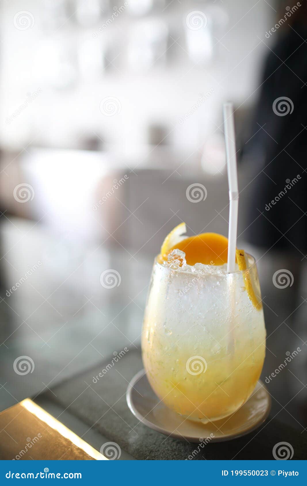 Yellow Cocktail Glass with Ice Stock Image - Image of vodka, drink ...