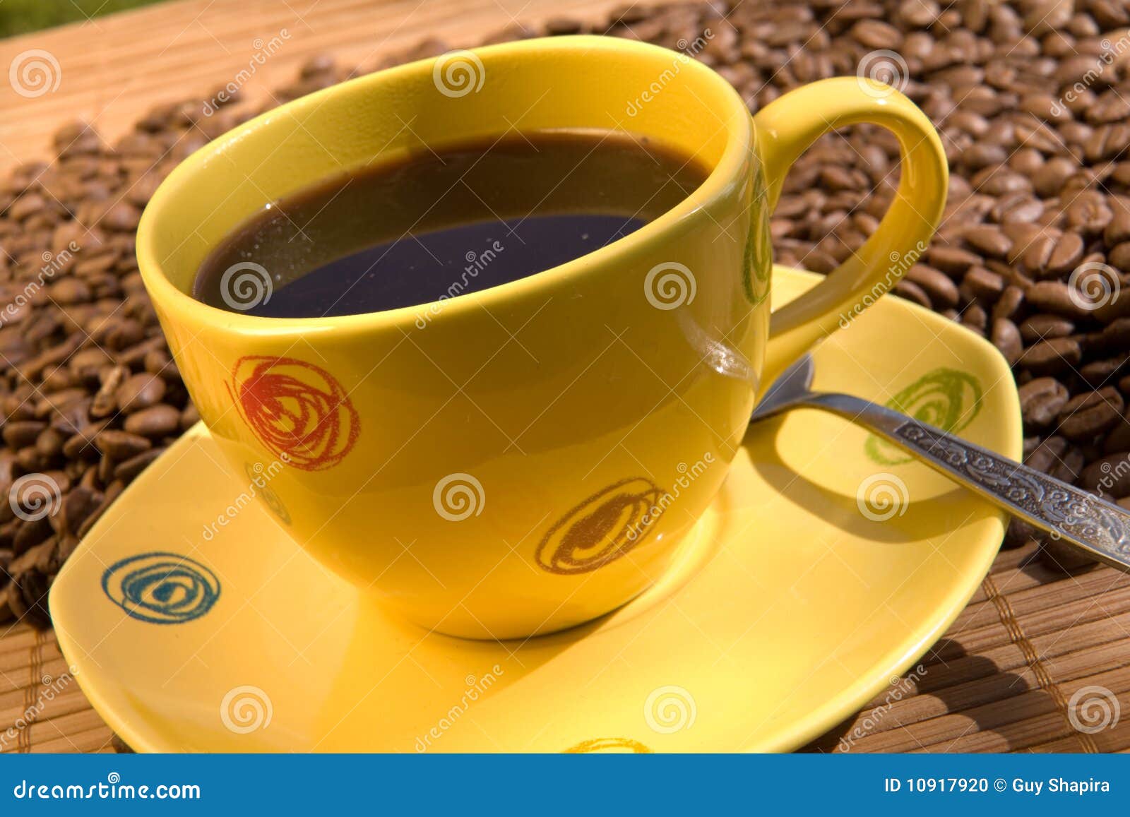 Yellow coffee cup stock photo. Image of saucer, cereals - 10917920