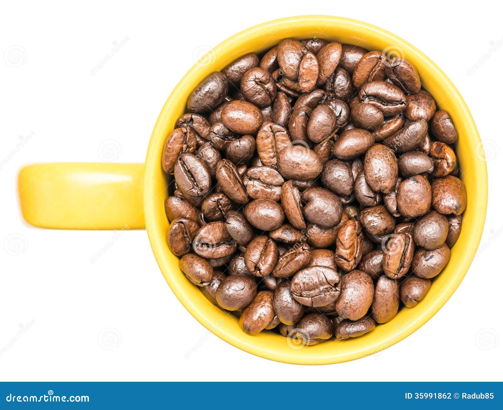 Yellow Coffee Cup with Coffee Beans Stock Photo - Image of aromatic ...