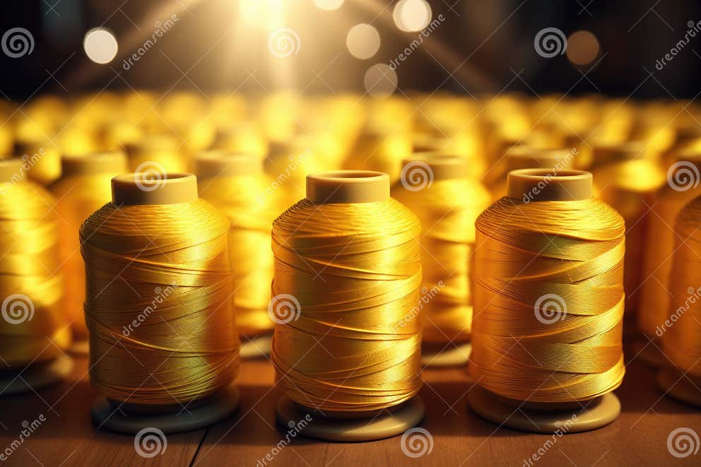 Yellow Coils with Threads in Production Stock Illustration ...