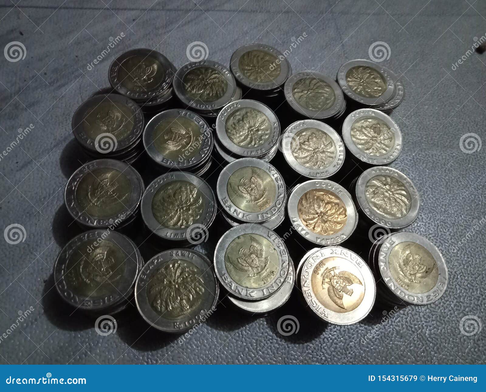 Yellow Coin Rupiah from Indoneia on Top View in 1992 Year Stock Image ...