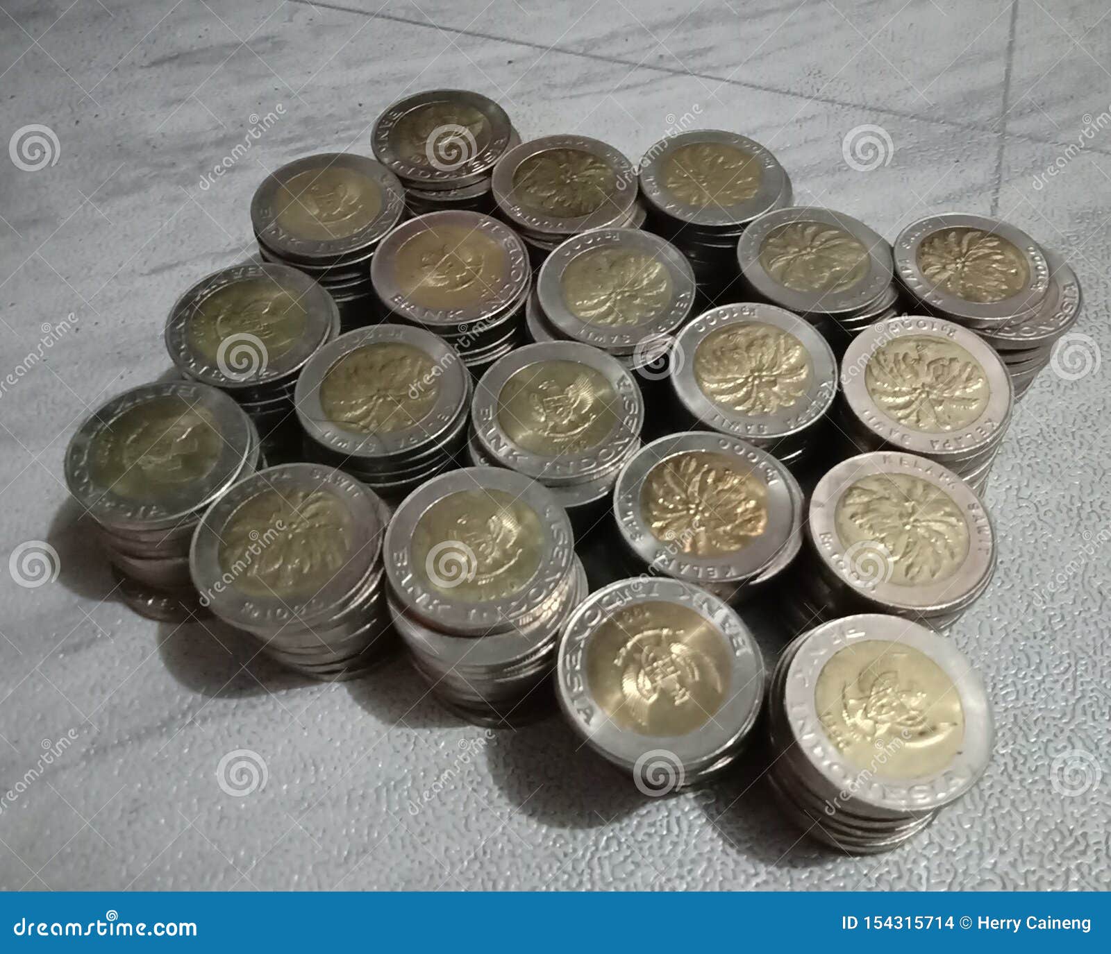 Yellow Coin Rupiah from Indoneia on Top View in 1992 Year Stock Photo ...