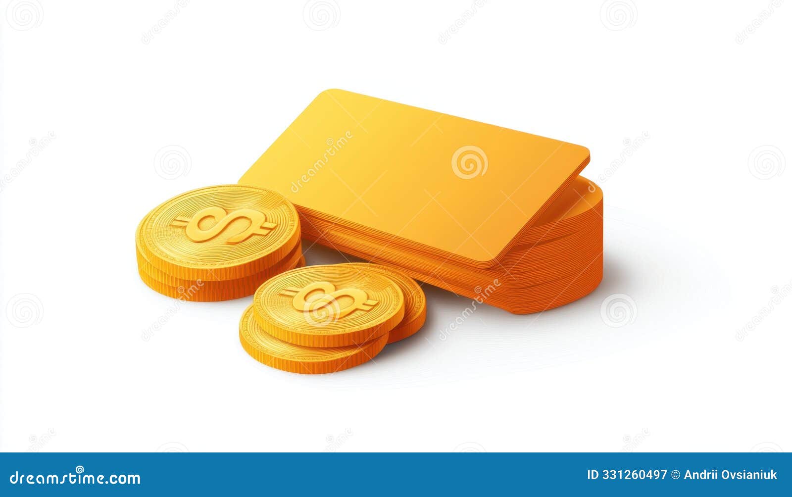Yellow Coins and Card on a White Background with a Focus on Financial ...