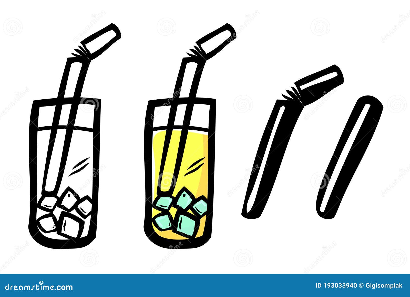 Yellow Cold Drink, Vector Simple Doodle Hand Draw Sketch Stock Vector ...