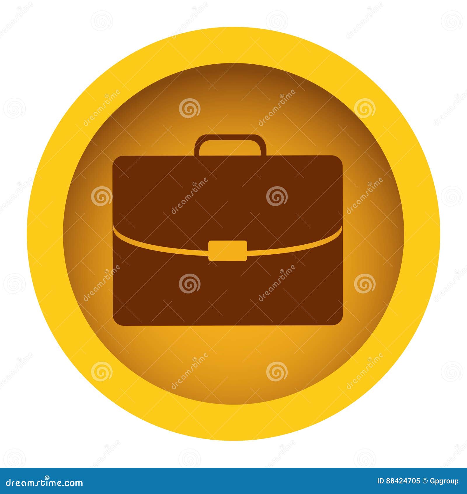 Yellow Color Circular Frame with Silhouette Briefcase Executive Icon ...