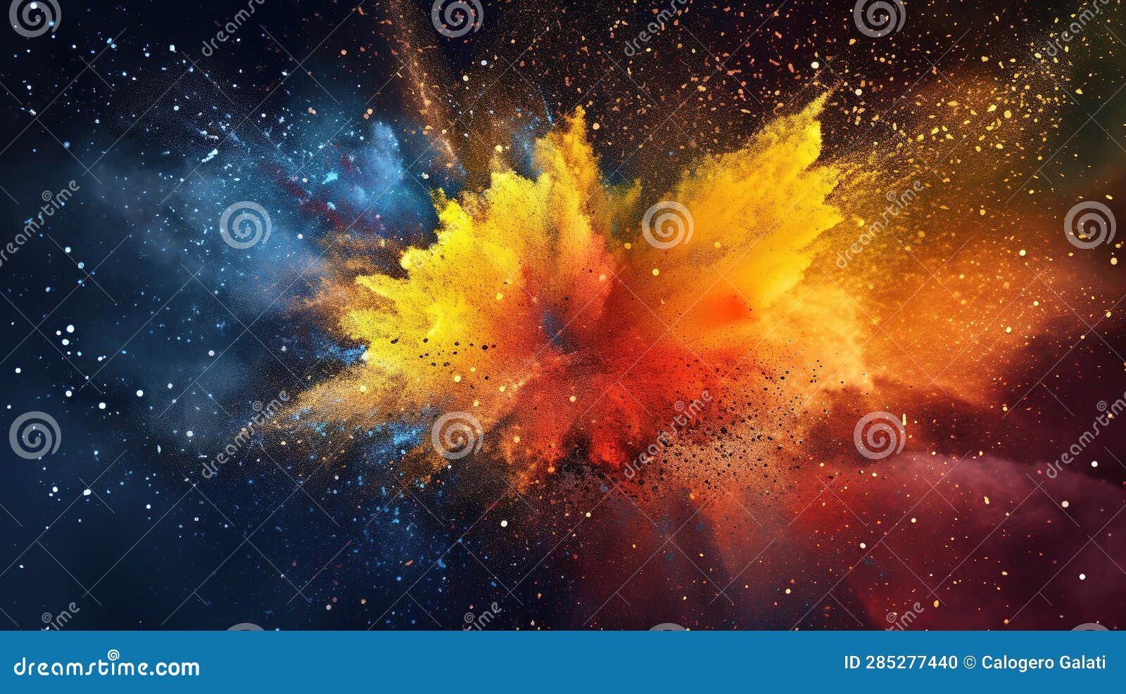 Yellow Color is Exploding, Powder Effect, Ai Generated Image Stock ...