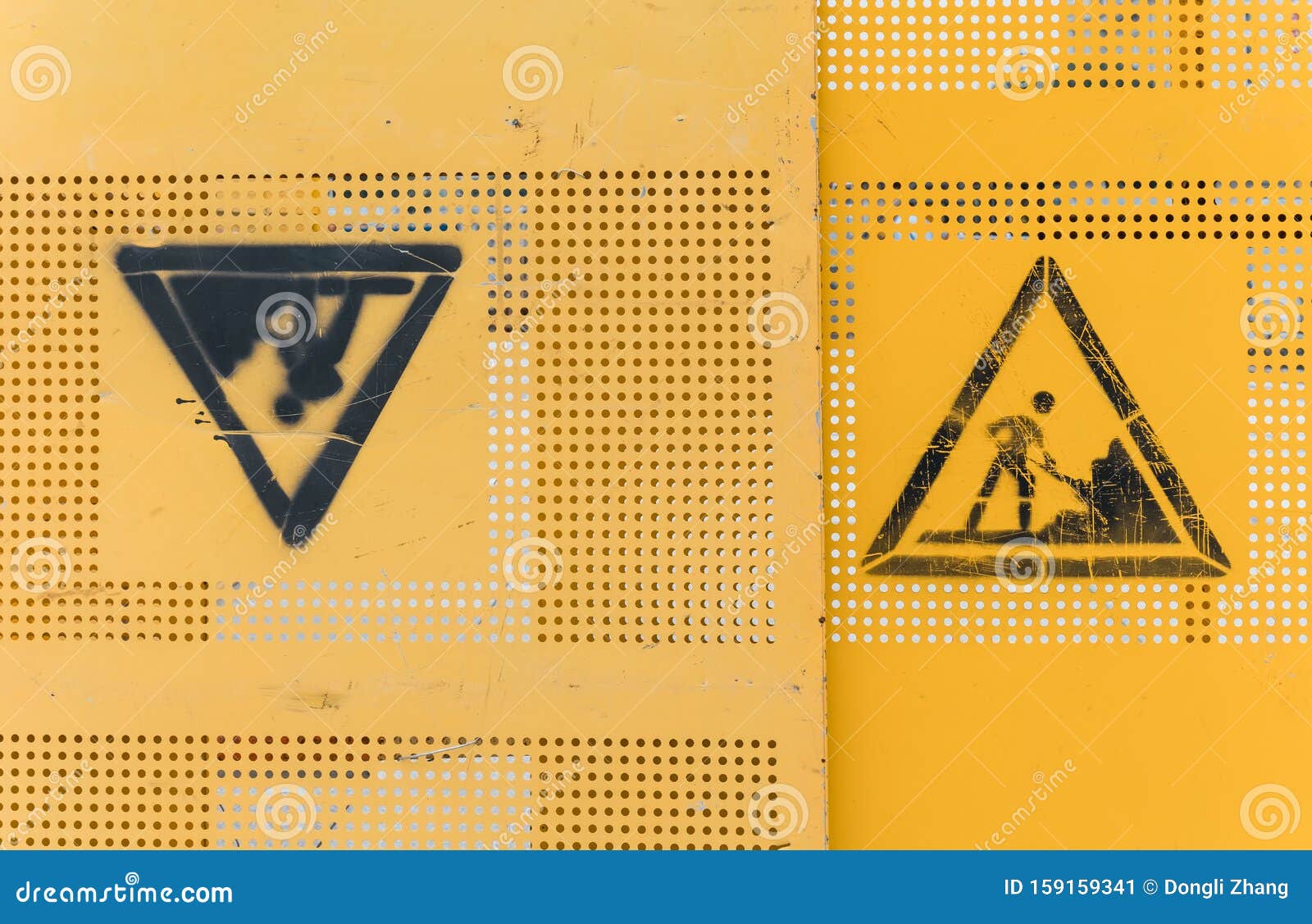 Yellow Color Metal Construction Wall Details View Stock Image - Image ...