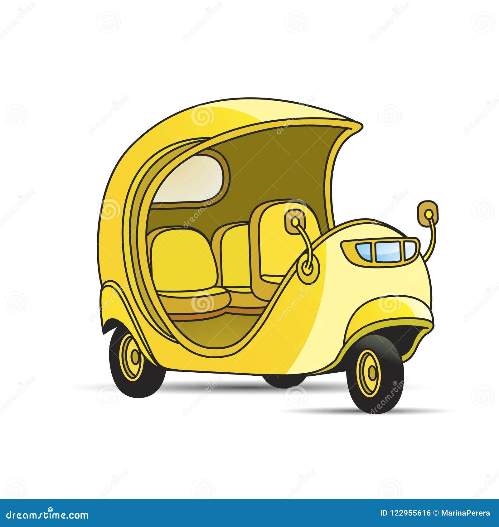 Yellow Color Modified Three Wheeler Stock Vector - Illustration of ...