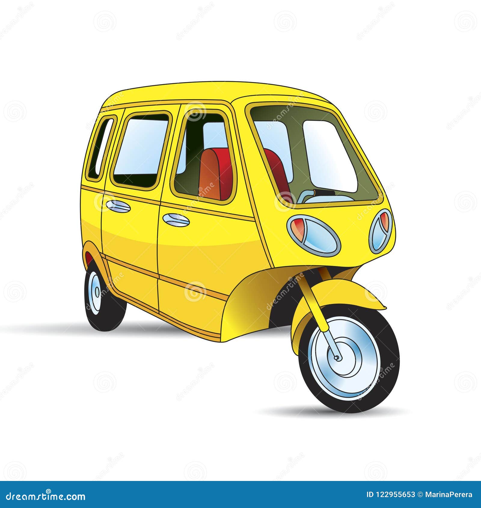 Yellow Color Modified Three Wheeler Stock Vector - Illustration of ...