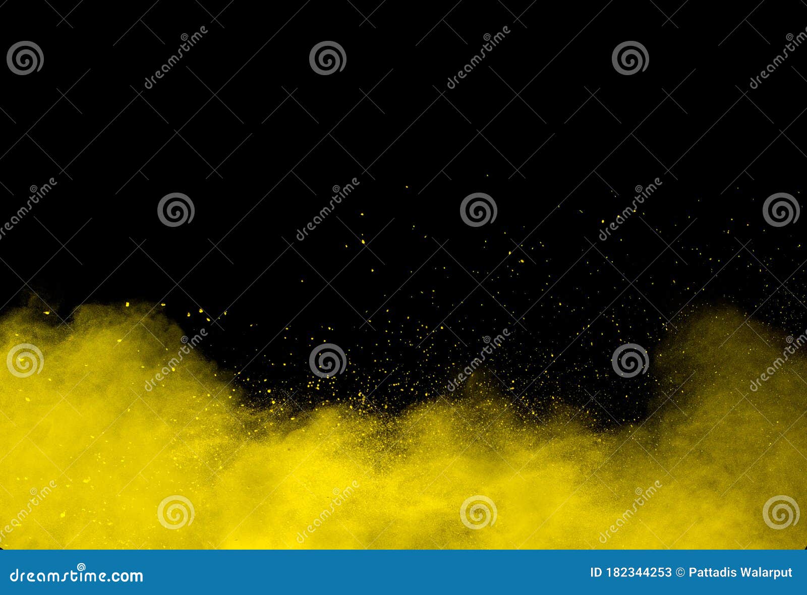 Yellow Color Powder Explosion on Black Background Stock Image - Image ...