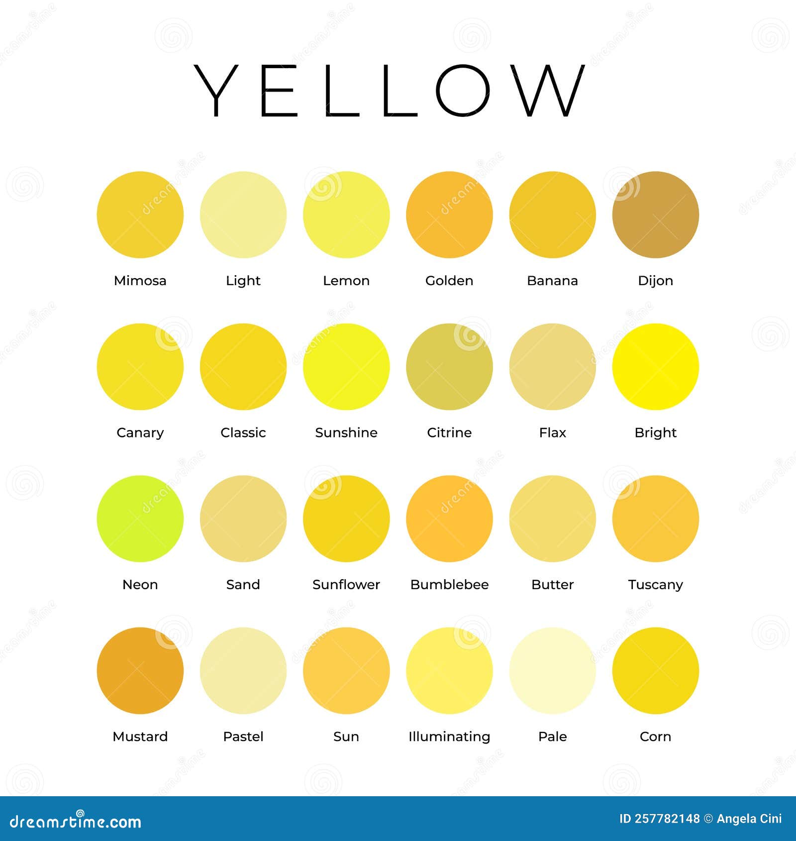 Yellow Color Shades Swatches Palette with Names Stock Vector ... Yellow Color Shades Swatches Palette with Names Stock Vector ...