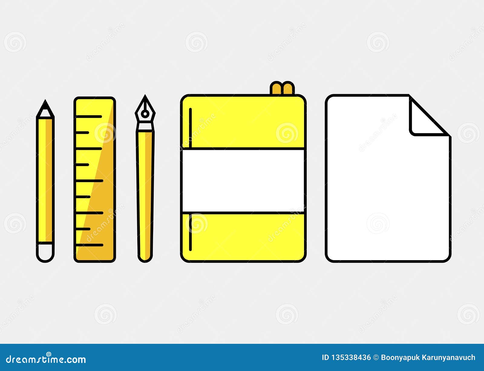 Yellow Color Stationery Set Include Pen Pencil Ruler Notebook and Paper ...