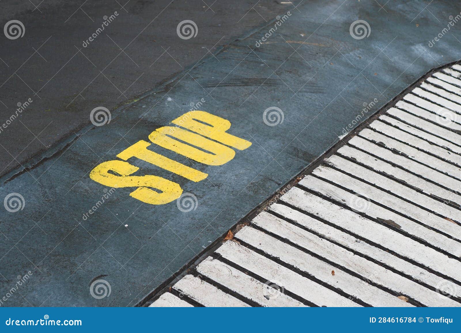 Yellow Color Stop Sign on Road Stock Photo - Image of danger, sign ...
