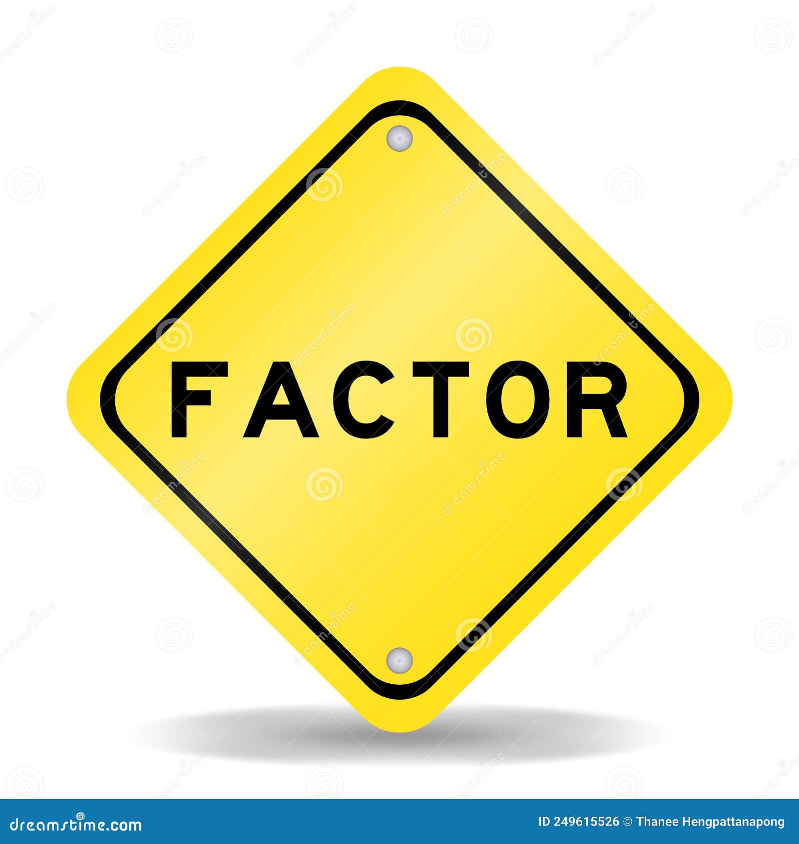 Yellow Transportation Sign with Word Factor on White Background Stock ...