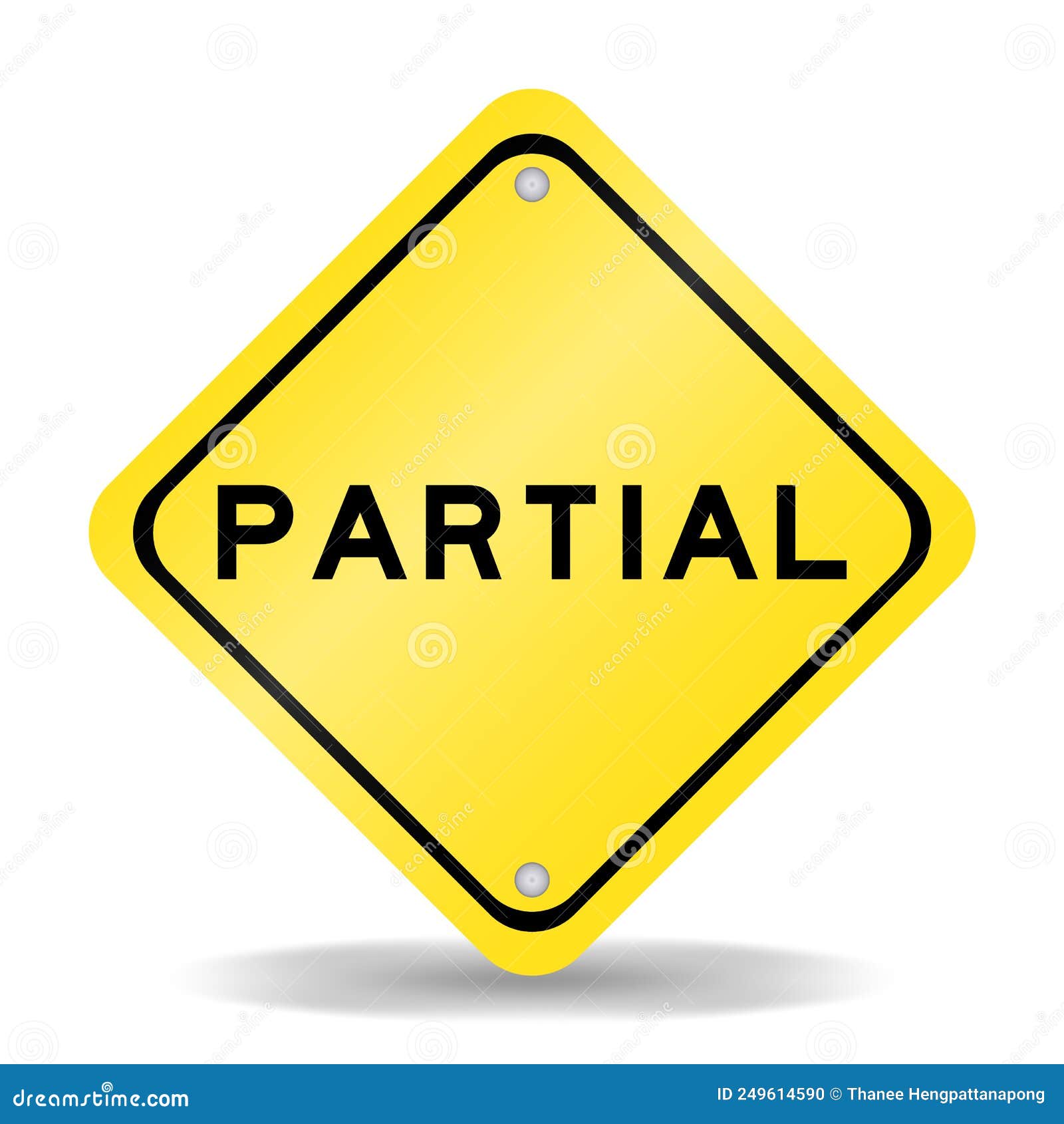 Yellow Transportation Sign with Word Partial on White Background Stock ...