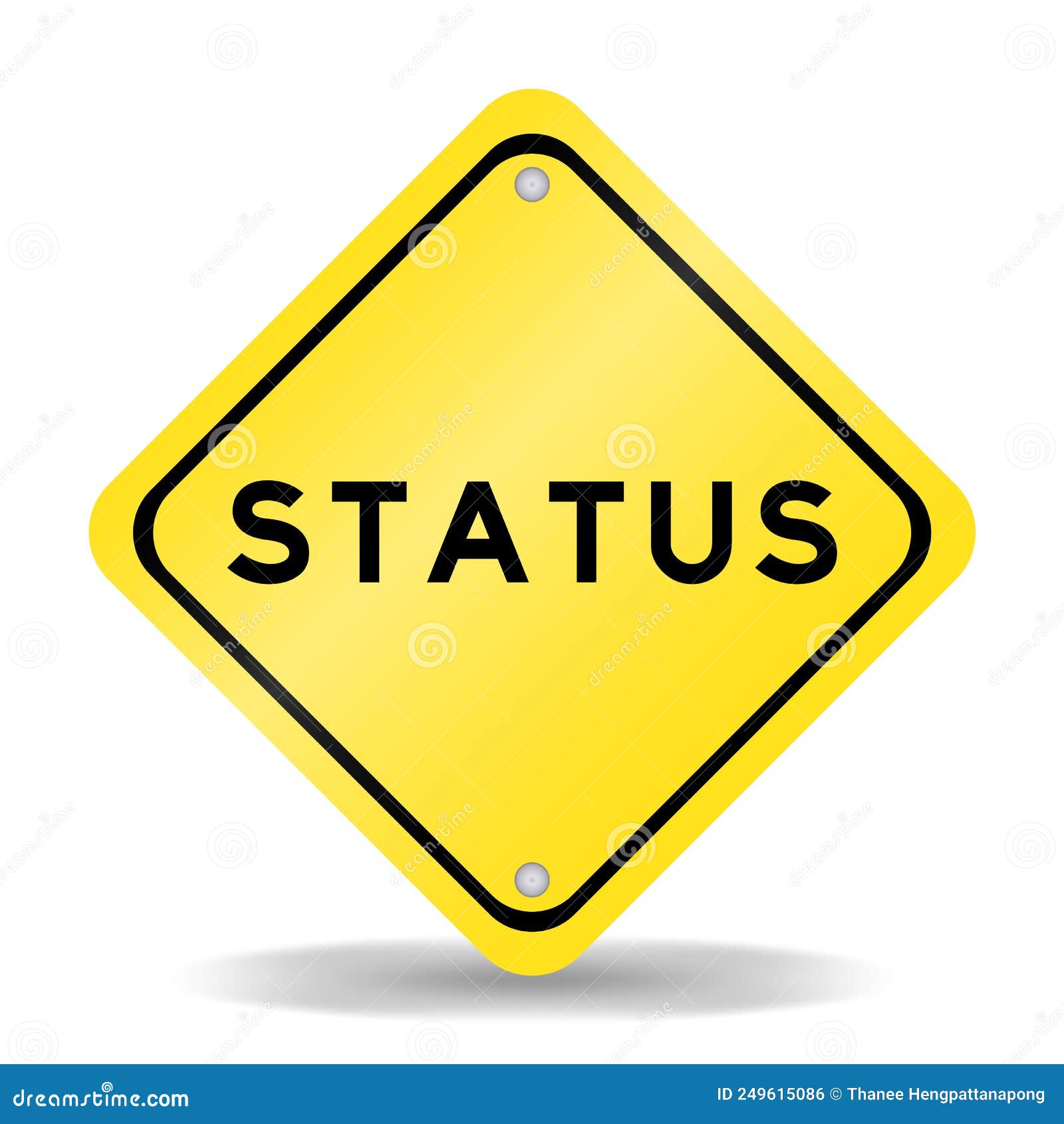 Yellow Transportation Sign with Word Status on White Background Stock ...