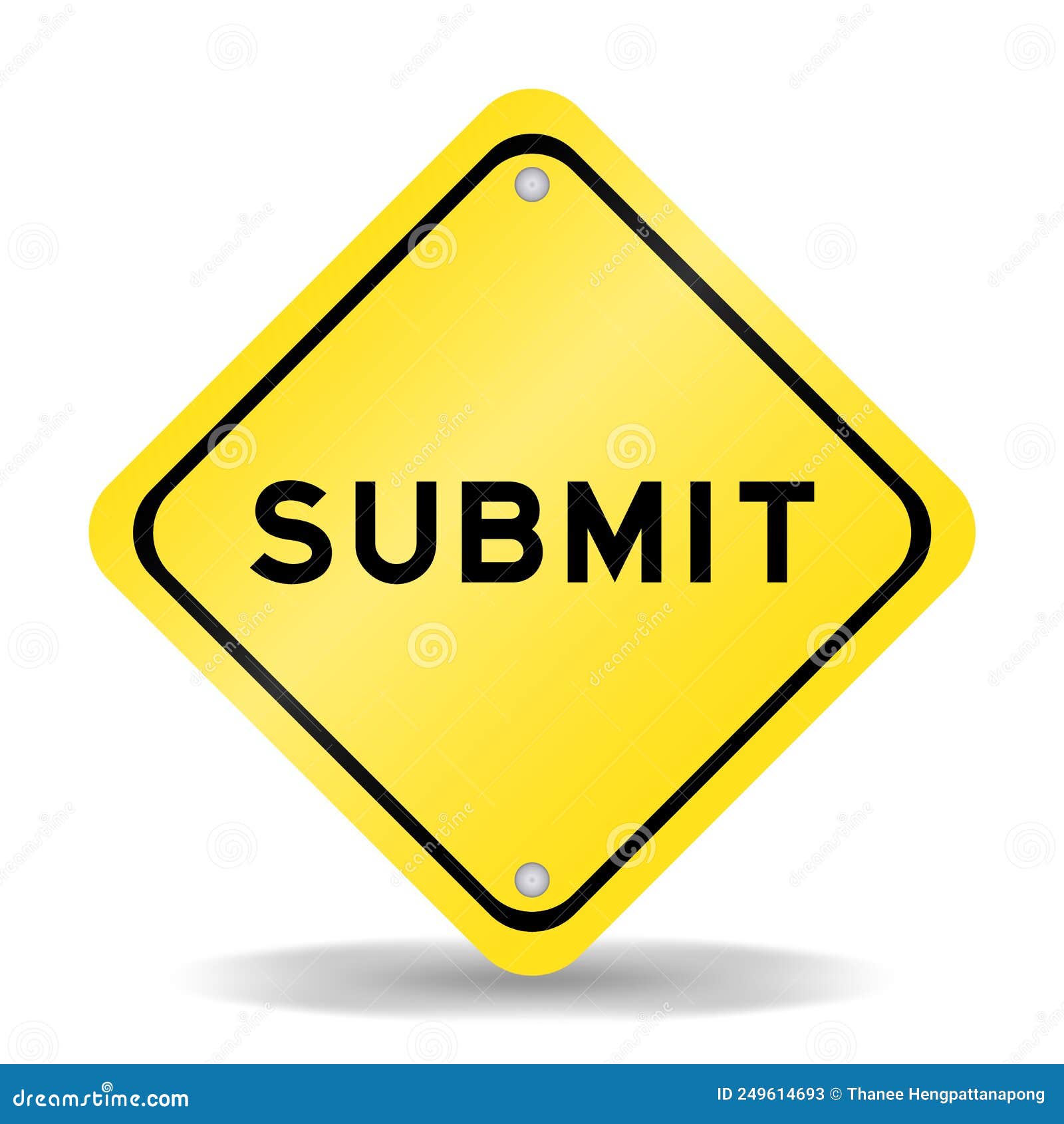 Yellow Transportation Sign with Word Submit on White Background Stock ...