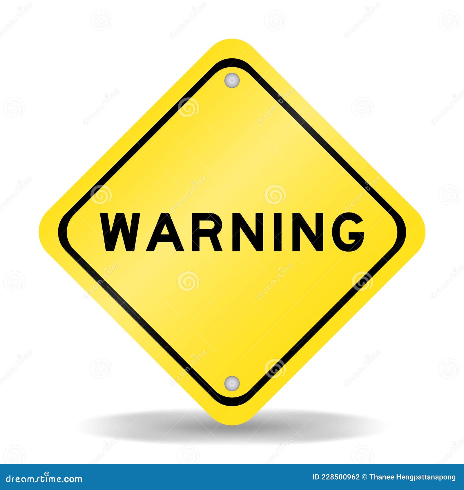 Yellow Transportation Sign with Word Warning on White Background Stock ...