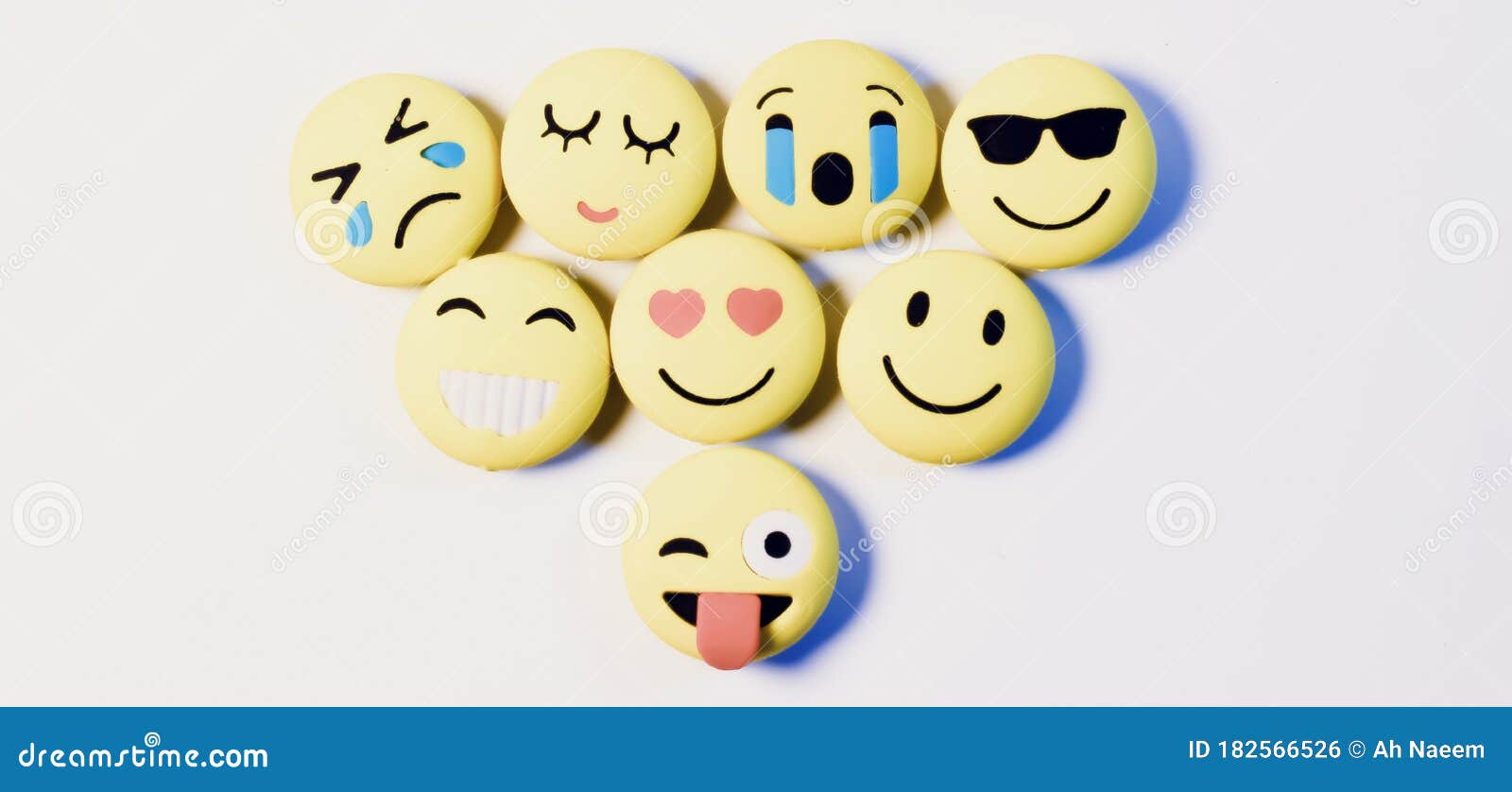 Yellow Color Various Emotions Emoji on White Background with Selected ...