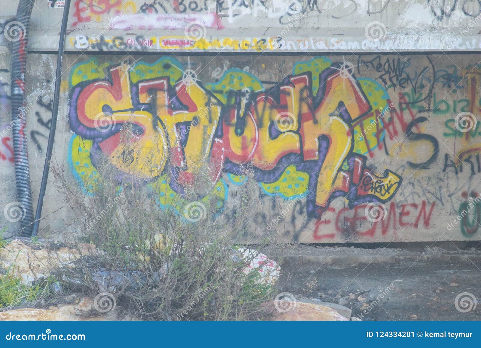 Graffiti On A Water Culvert At A Pond Stock Photography | CartoonDealer ...