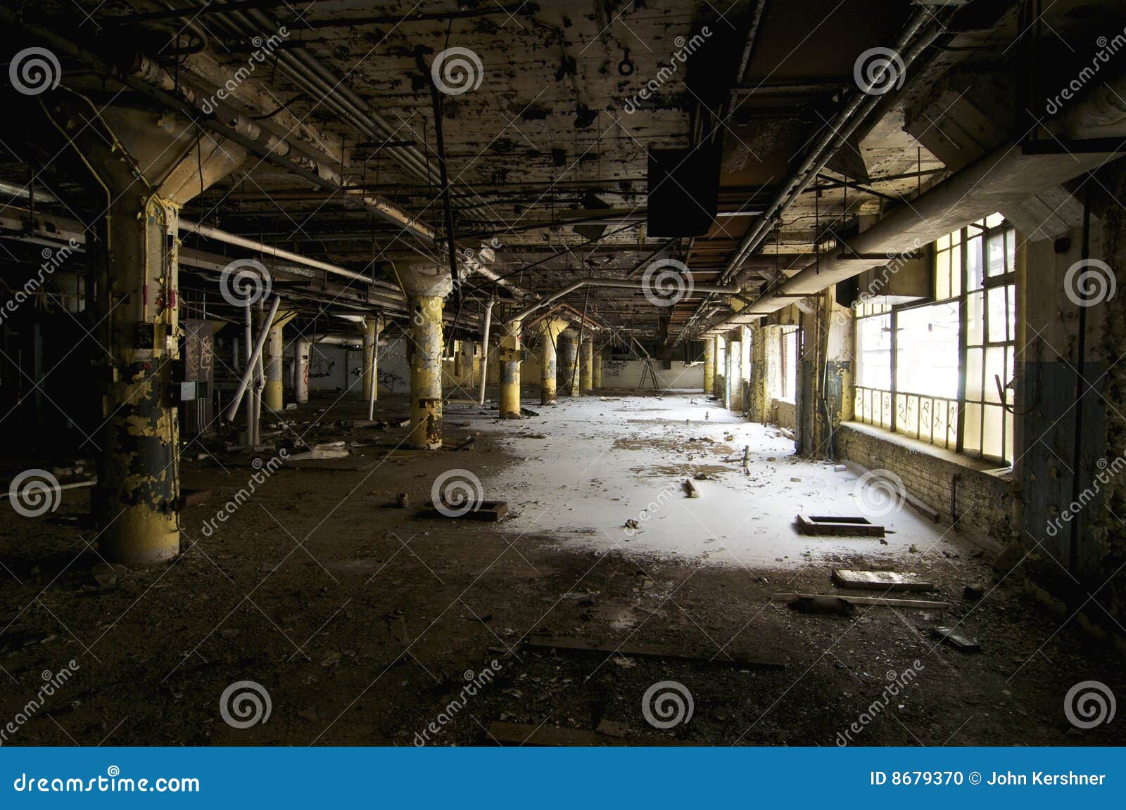 Yellow Columns stock photo. Image of warehouse, dirty - 8679370