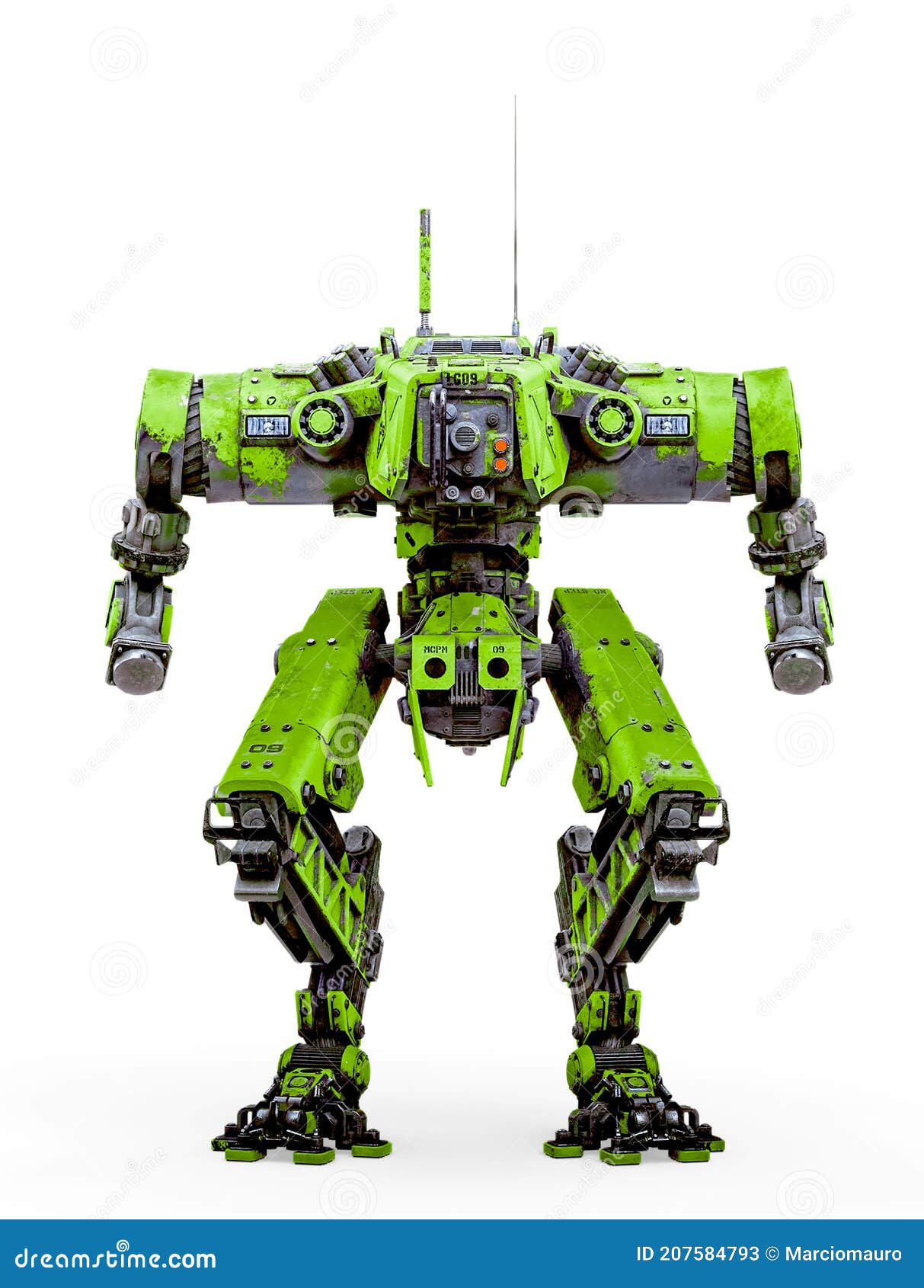 Yellow Combat Mech In A White Background Stock Illustration ...