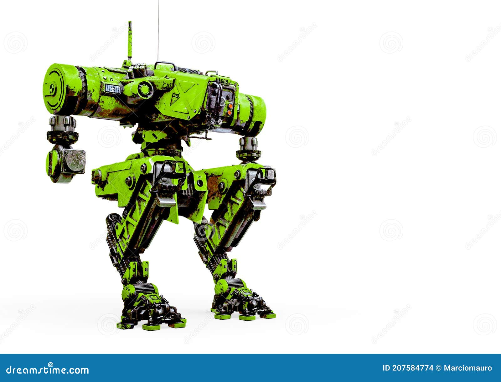 Yellow Combat Mech in a White Background in Staic Pose with Copy Space ...