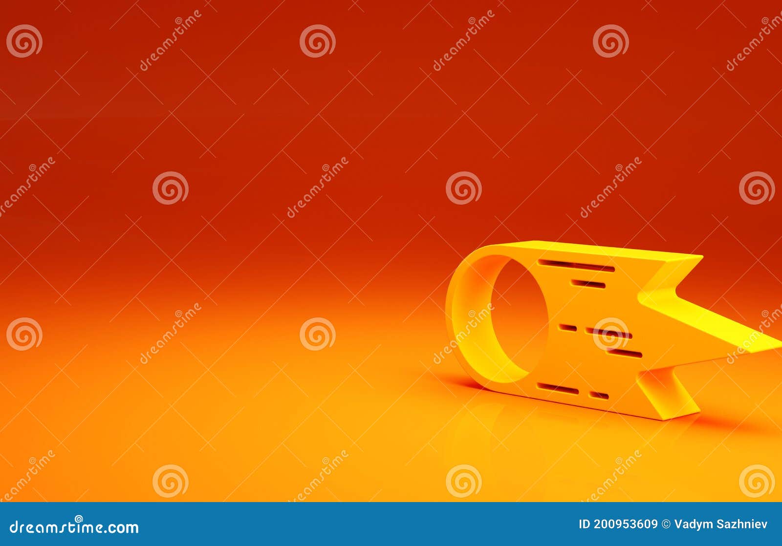 Yellow Comet Falling Down Fast Icon Isolated on Orange Background ...