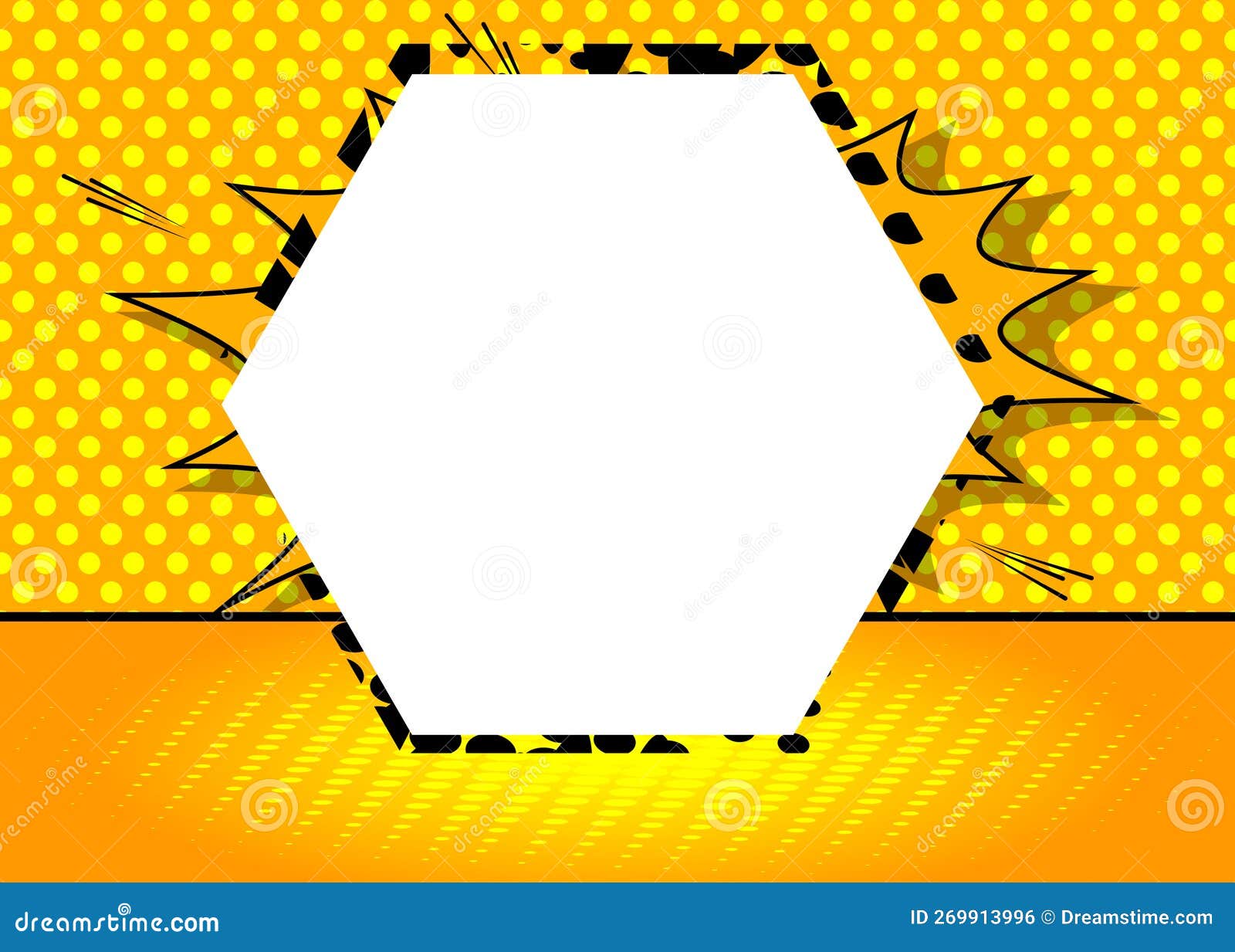 Yellow Comic Book Background with Blank Hexagonal Shape. Stock Vector ...