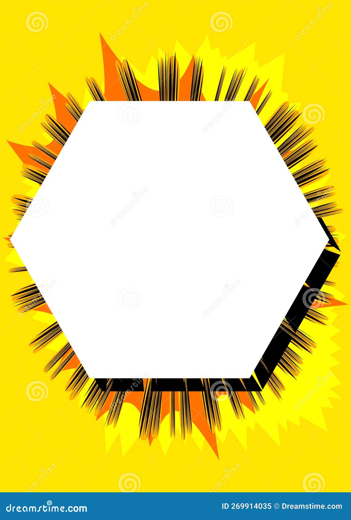 Yellow Comic Book Background with Blank Hexagonal Shape. Stock Vector ...
