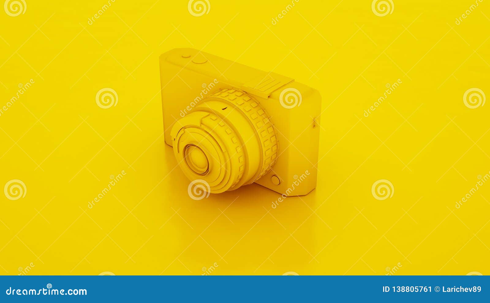 Yellow Compact Camera. 3D Illustration Stock Illustration ...