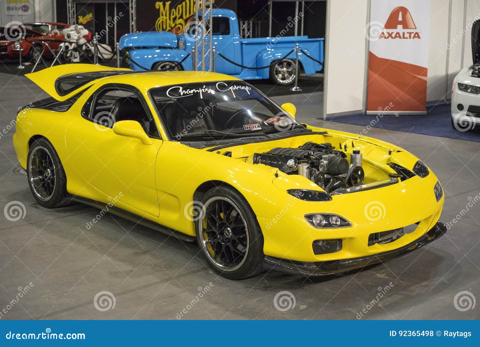 Yellow compact car editorial stock photo. Image of machines - 92365498