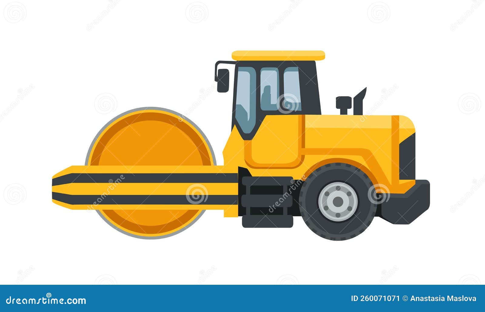Yellow Compactor Heavy Industrial Machine Road Roller Vector ...