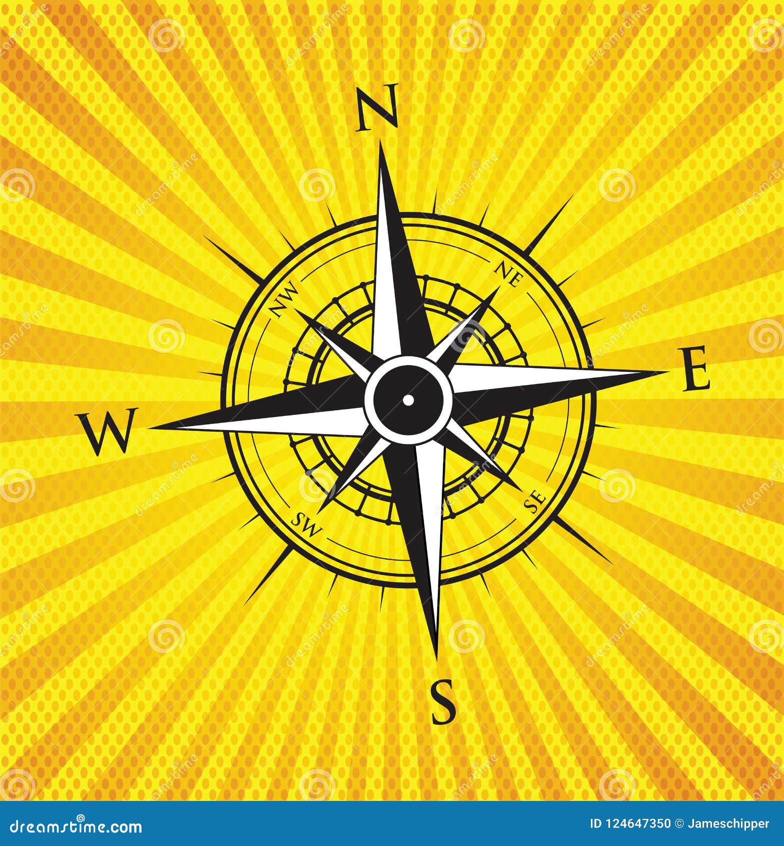 Yellow Compass Cartoon Vector | CartoonDealer.com #170621342