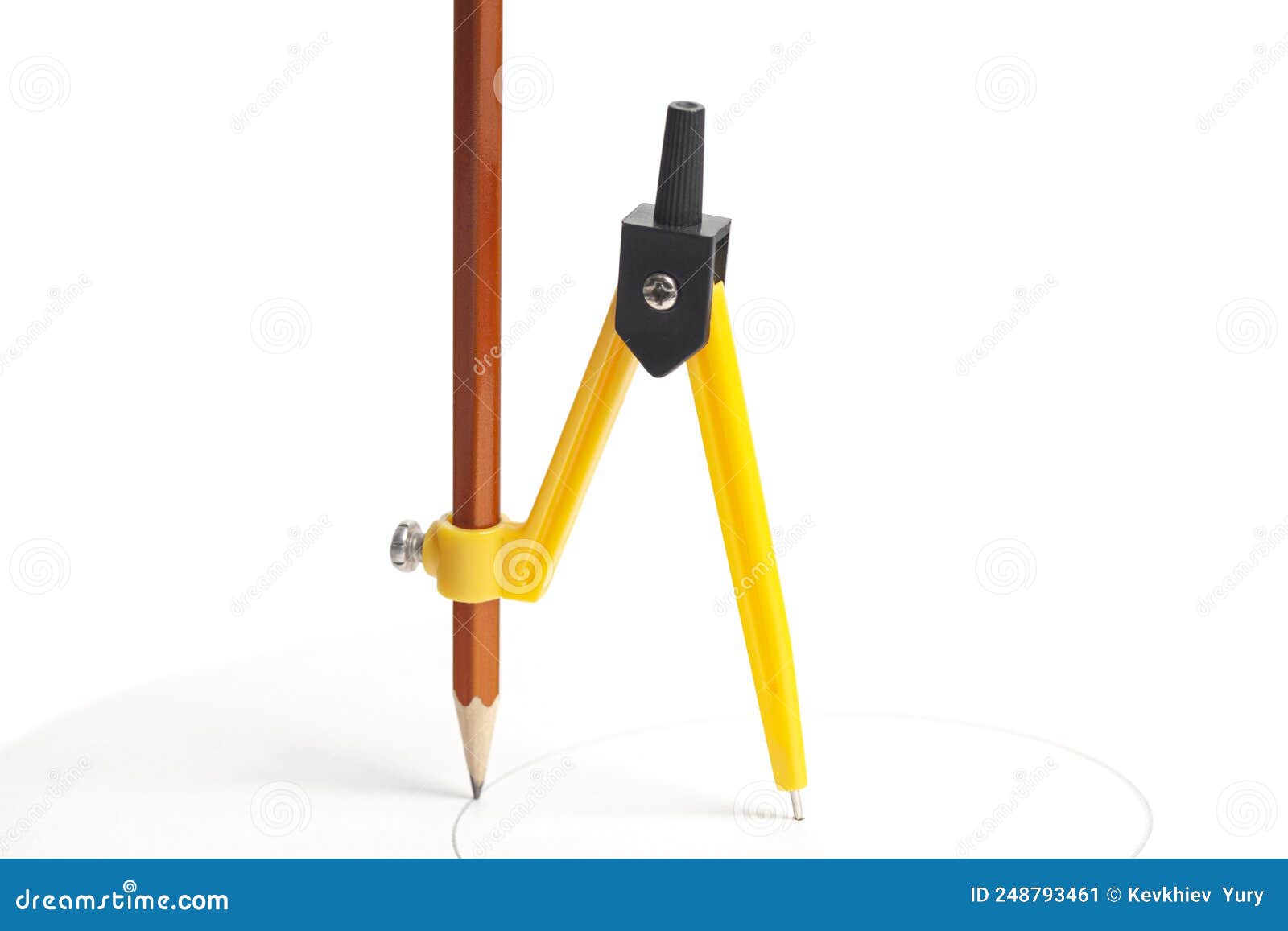 Yellow Compass with Pencil Isolated on White Background Stock Image ...