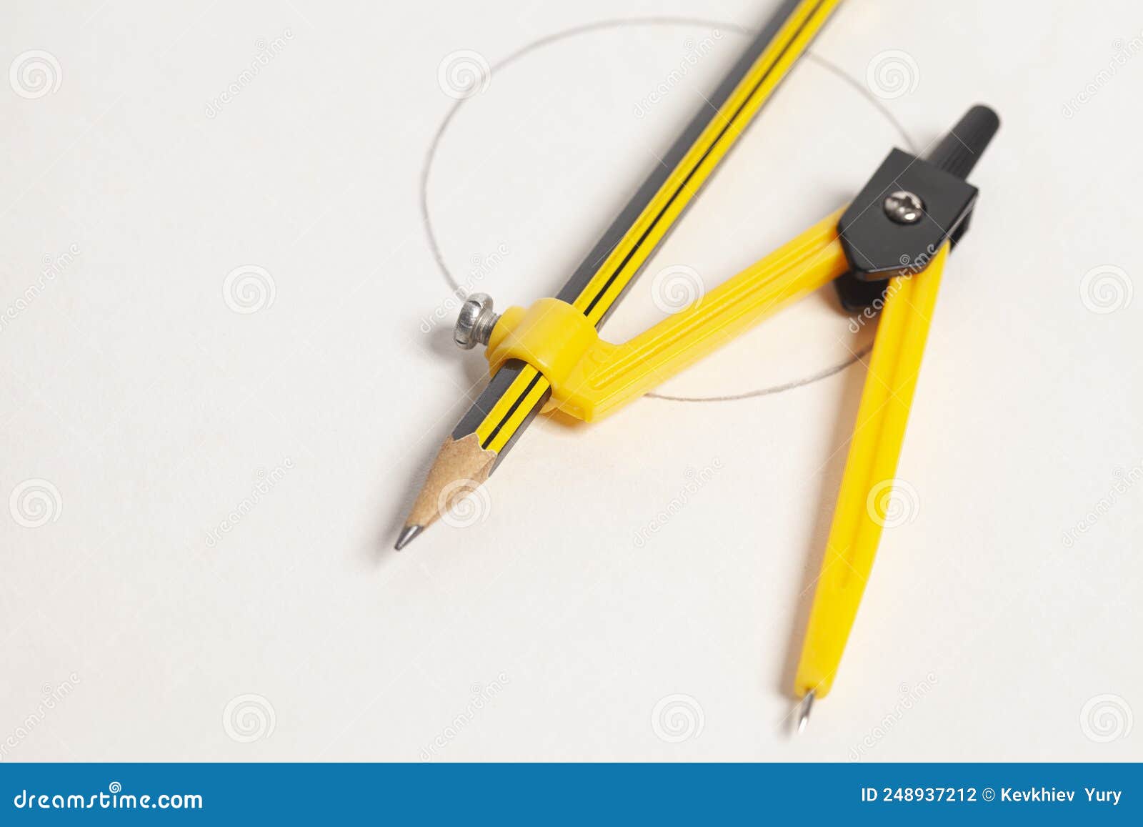 Yellow Compass with Pencil Isolated on White Background Stock Photo ...