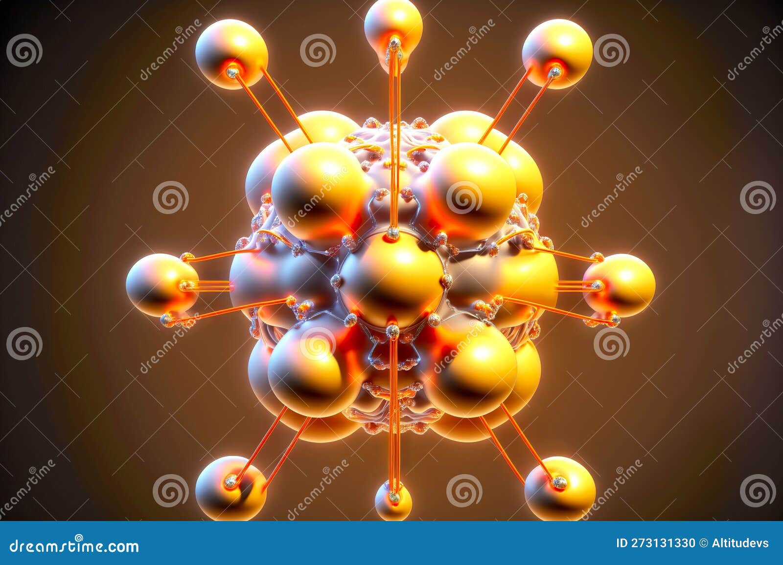 Yellow Composite Atom Orbit with Rays Emanating from Center of Core ...